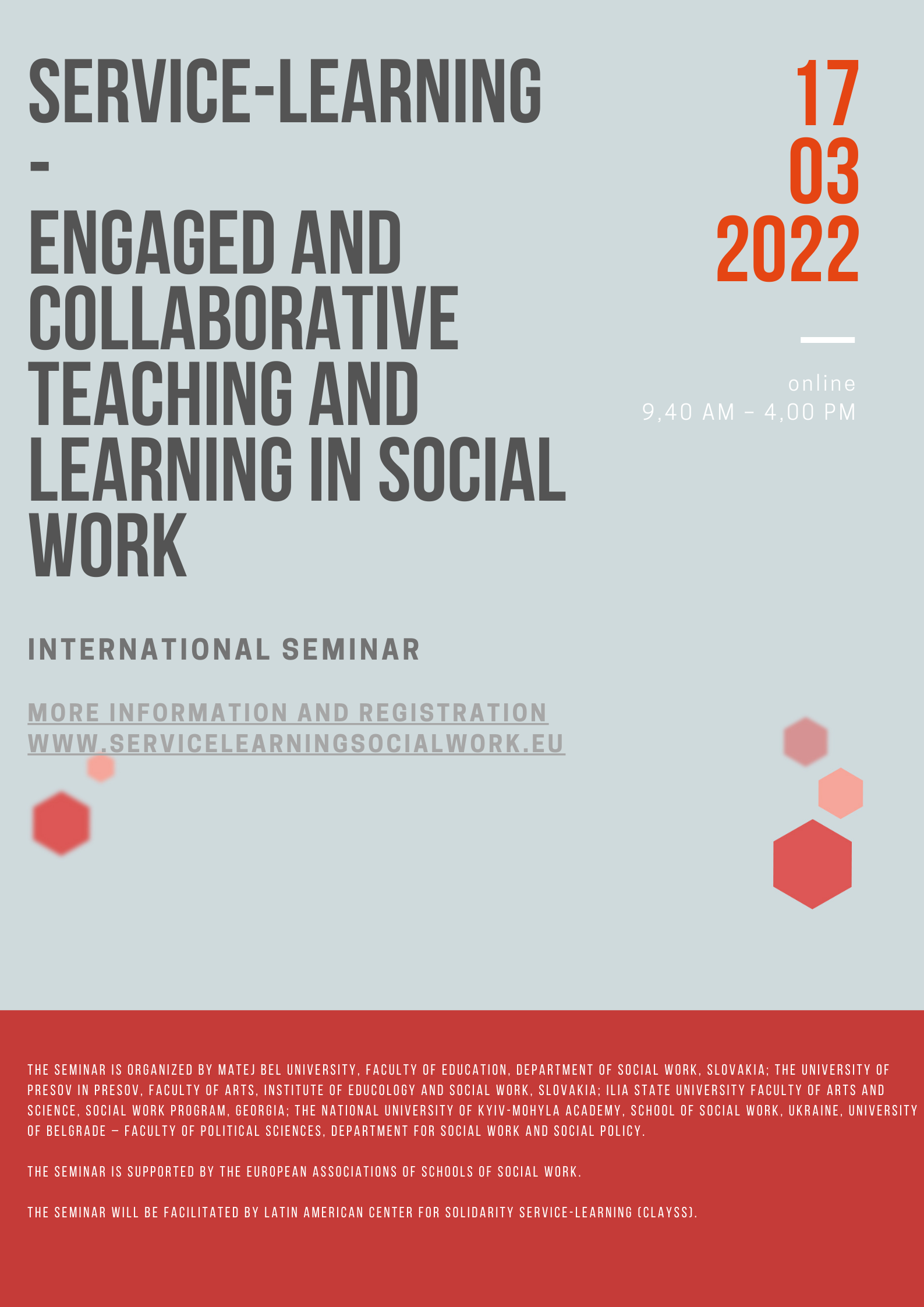 INTERNATIONAL SEMINAR from: Project “Service-learning – Engaged and ...